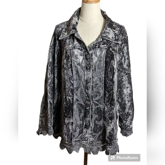 Flashback | Jackets & Coats | Flashback Grey Embroiderd Jacket | Poshmark